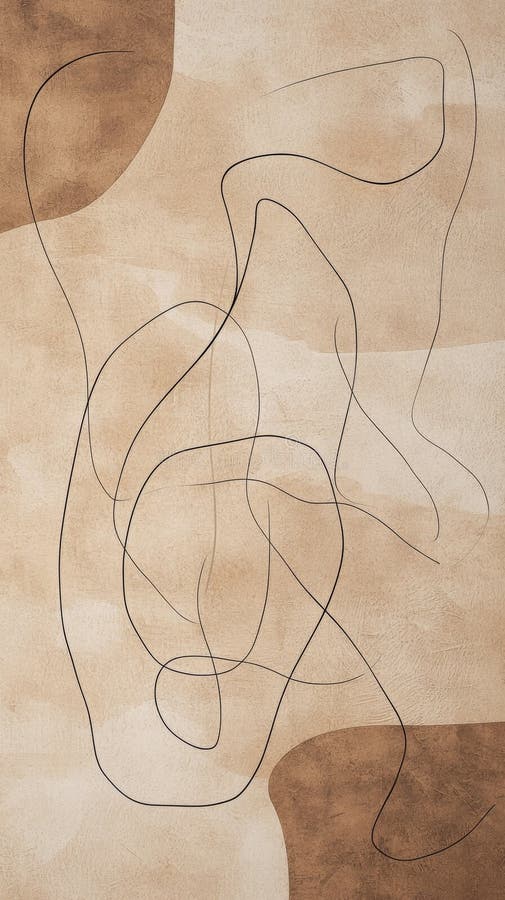 Continuous Black Lines Create a Dynamic and Flowing Composition Against ...