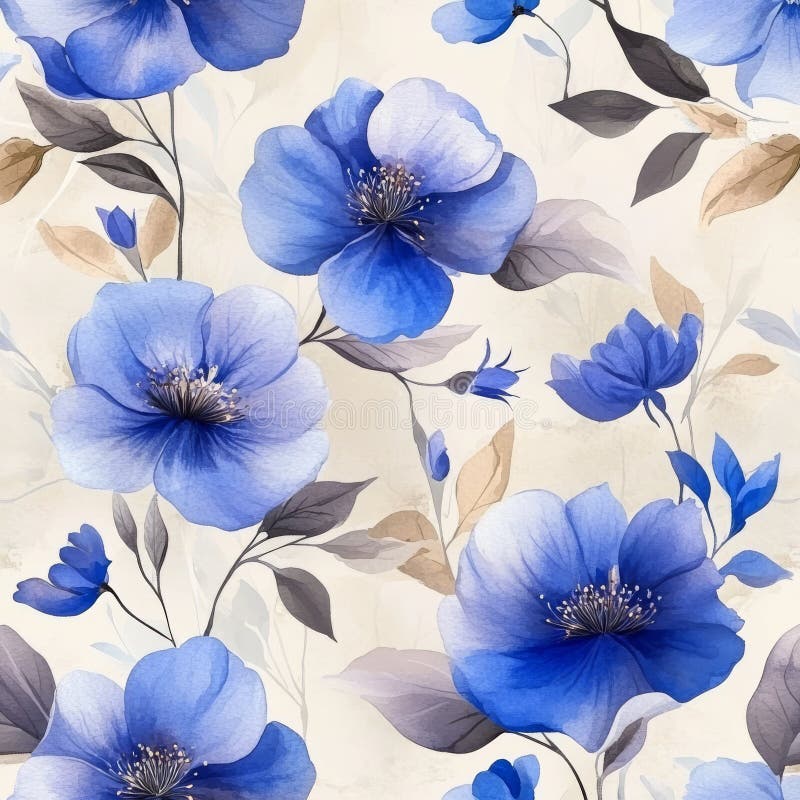 A Continuous Blue Floral Design on a Seamless Background Stock Photo ...