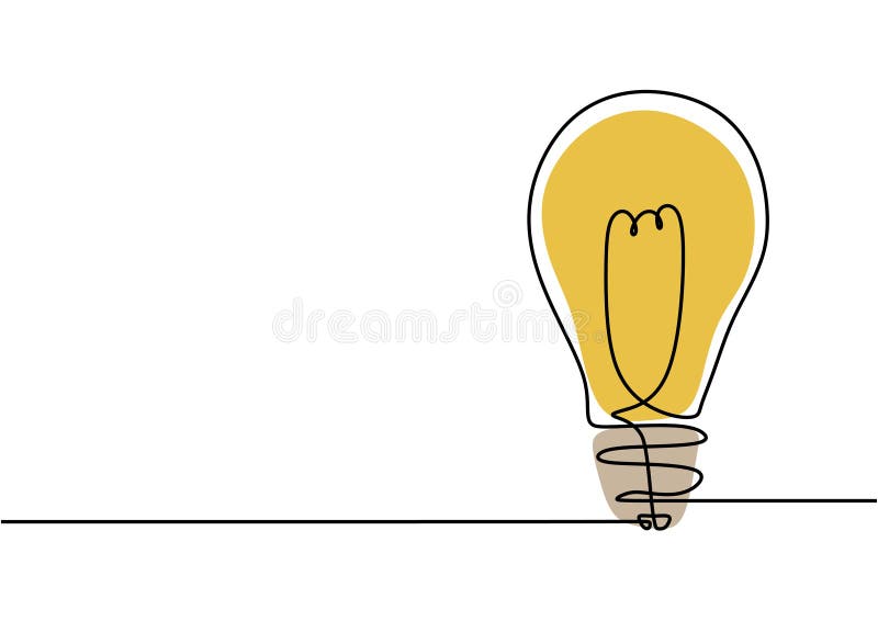 Continuous of Bulb Light Line Drawing. Concept of Idea and Smart ...