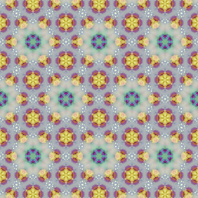 Continuous Crystal Pattern with Floral Elements Stock Illustration ...