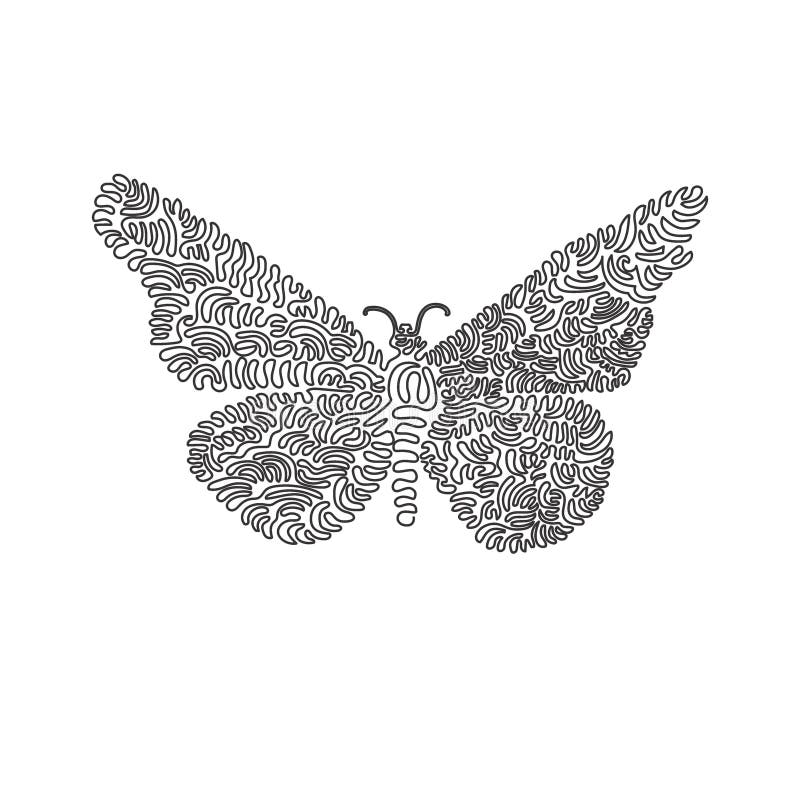 Single Line Editable Stroke Vector Illustration of Appealing Butterfly ...
