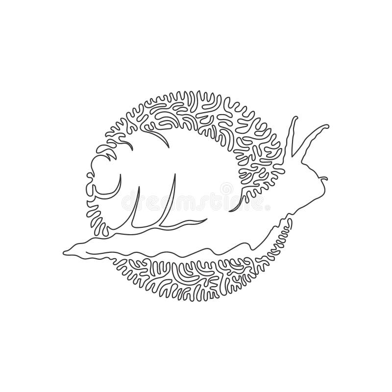 Single Line Editable Stroke Vector Illustration of Hard Shell Snail on ...