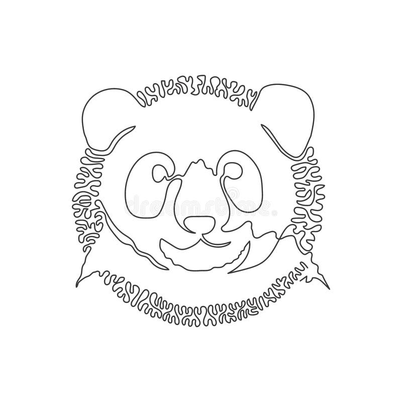Continuous Curve One Line Drawing of Magnificent Panda Abstract Art in ...