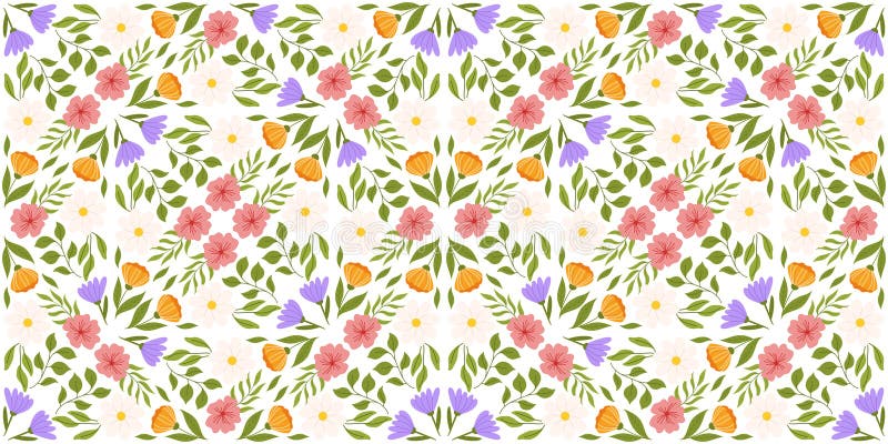 Continuous Design Pattern with Floral Elements. Botanical-inspired ...