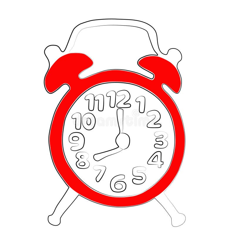 Continuous Drawing of an Alarm Clock with One Line. Stock Vector ...