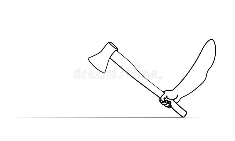 Continuous Drawing of an Ax in One Line. Vector Stock Vector ...