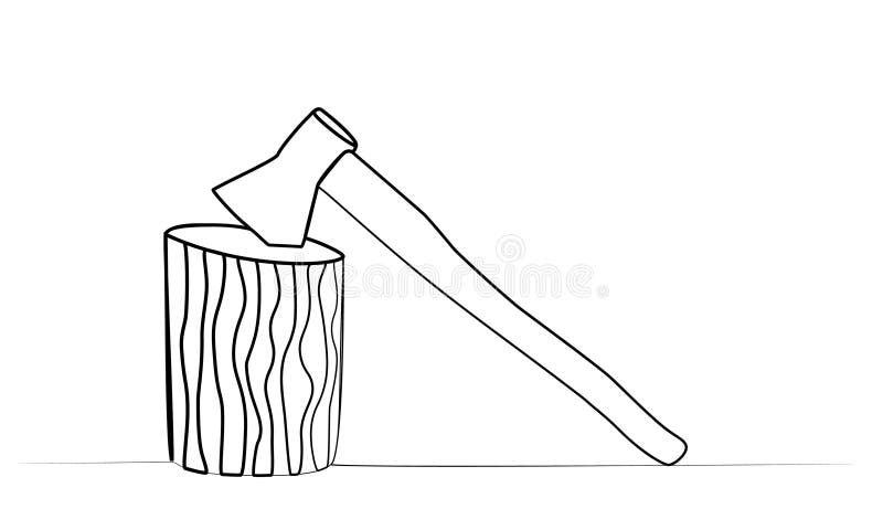 Continuous Drawing of an Ax in One Line. Vector Stock Vector ...