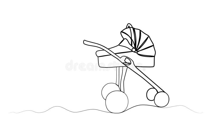 Continuous Drawing of a Baby Stroller with One Line. Stock Image ...