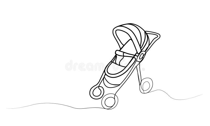 Continuous Drawing of a Baby Stroller with One Line. Stock Illustration ...