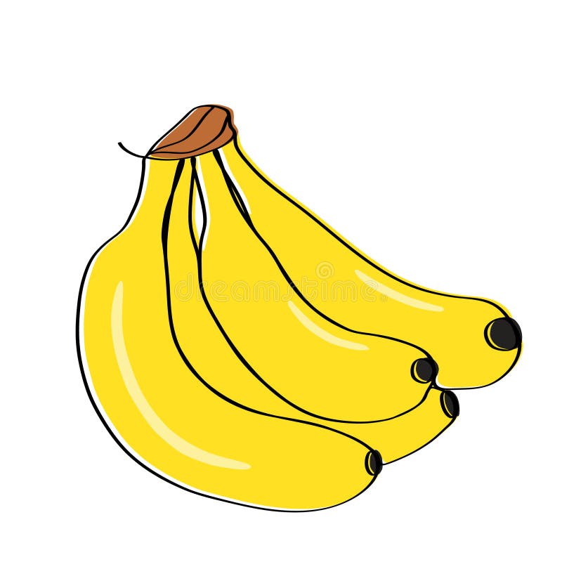 Continuous Drawing of Bananas with One Line. Stock Vector ...