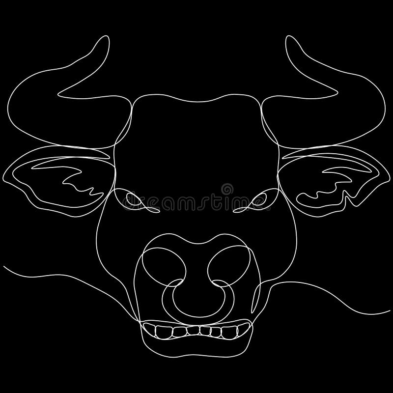 Continuous Drawing of a Bull Symbol of 2021. Postcard in One Line ...