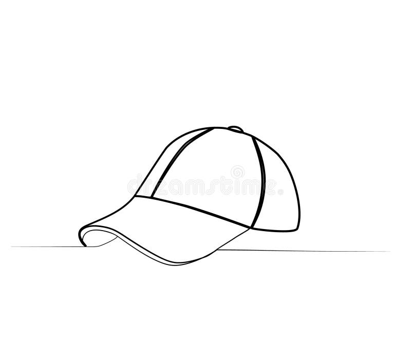 Continuous Drawing of a Cap in One Line. Stock Vector - Illustration of ...