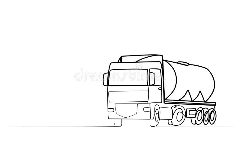 Continuous Drawing of a Car with a Trailer in One Line. Vector Stock ...