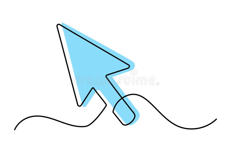 Continuous Drawing of Cursor Arrow. One Line Icon of Cursor Arrow. One ...