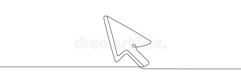 Continuous Drawing of Cursor Arrow. Single Line Cursor Arrow Icon ...