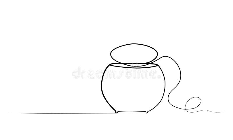 Continuous Drawing of Dental Floss in One Line. Illustration Stock ...