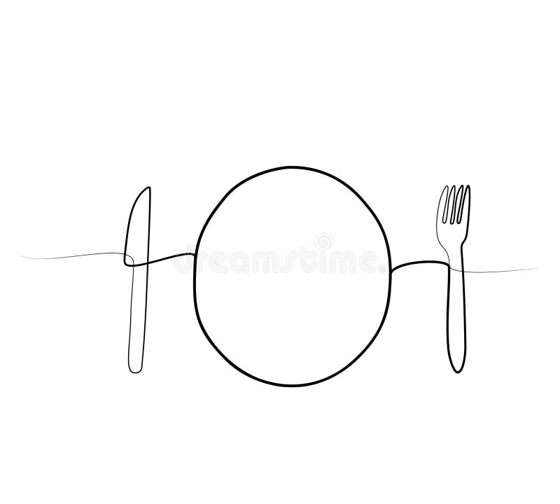 Continuous Drawing Dining Set with One Line. Stock Vector ...