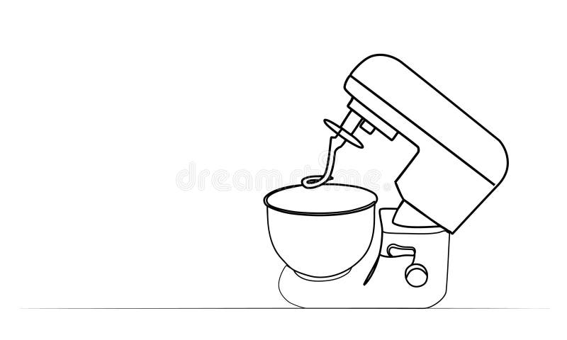 Continuous Drawing of a Dough Mixer with One Line. Vector Stock ...