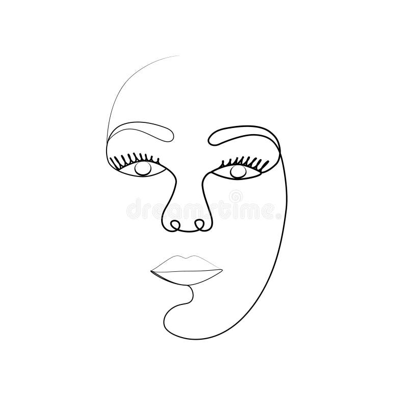 Continuous Drawing of the Face with One Line. Stock Vector ...