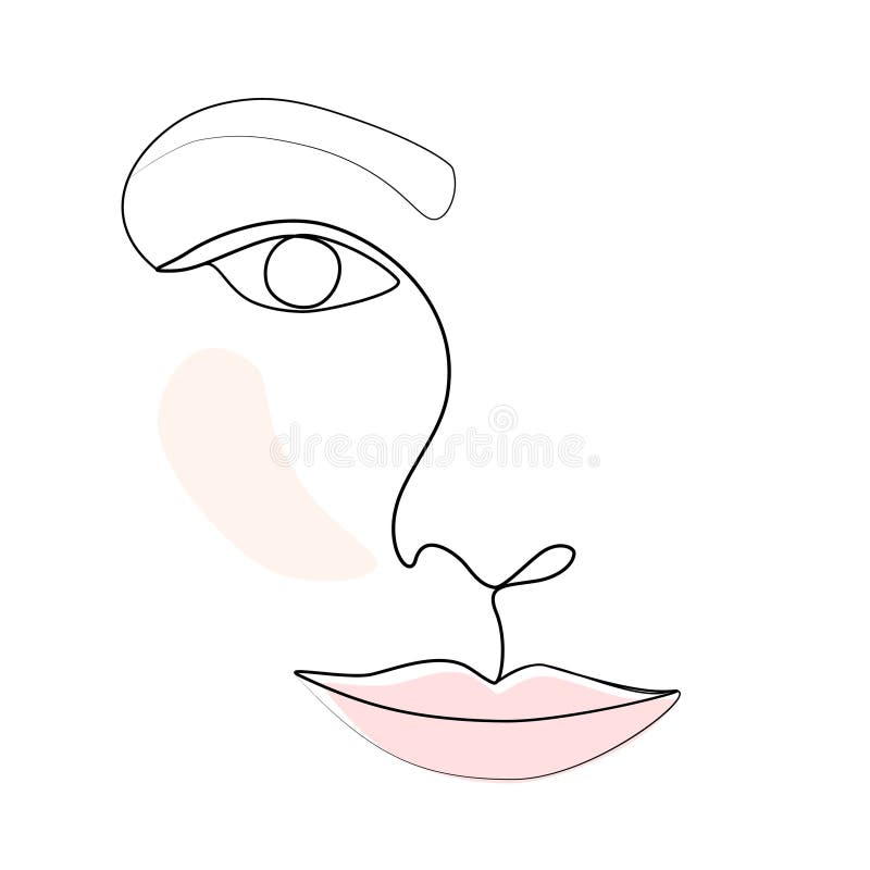 Continuous Drawing of the Face with One Line. Stock Vector ...