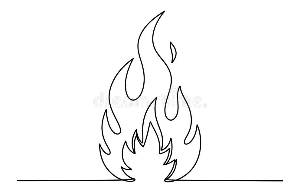 Continuous Drawing of Fire in One Line. Fire Flame One Line Art Vector ...
