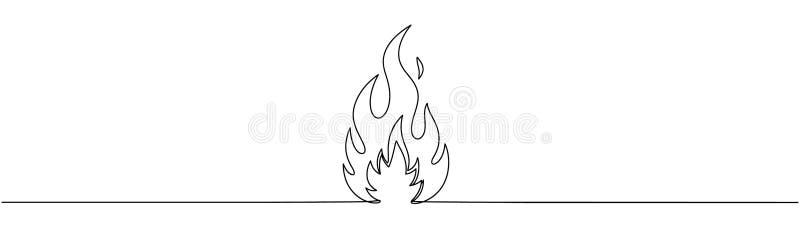 Continuous Drawing of Fire in One Line. Fire Flame One Line Art Vector ...