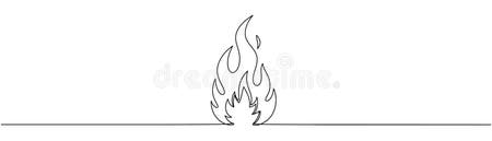 Continuous Drawing of Fire in One Line. Fire Flame One Line Art Vector ...