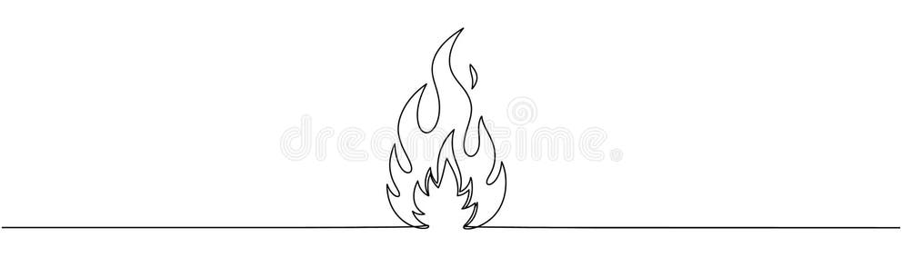 Continuous Drawing of Fire in One Line. Fire Flame One Line Art Vector ...