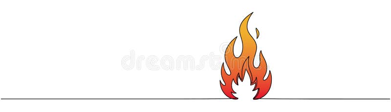 Continuous Drawing of Fire in One Line. Fire Flame One Line Art Vector ...