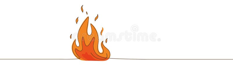 Continuous Drawing of Fire in One Line. Fire Flame One Line Art Vector ...