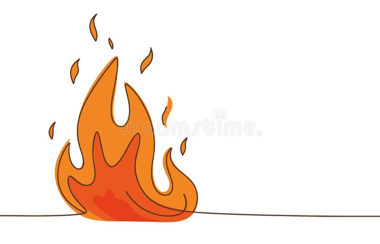 Continuous Drawing of Fire in One Line. Fire Flame One Line Art Vector ...