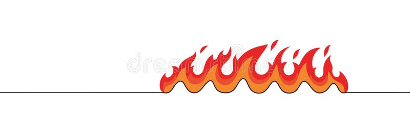 Continuous Drawing of Fire in One Line. Fire Flame One Line Art Vector ...