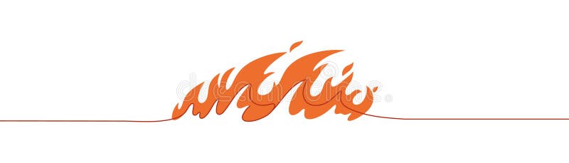 Continuous Drawing of Fire in One Line. Fire Flame One Line Art Vector ...