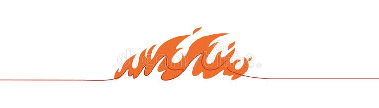 Continuous Drawing of Fire in One Line. Fire Flame One Line Art Vector ...