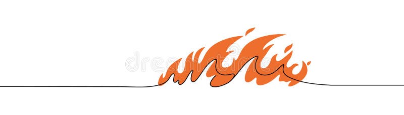 Continuous Drawing of Fire in One Line. Fire Flame One Line Art Vector ...