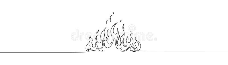 Continuous Drawing of Fire in One Line. Fire Flame One Line Art Vector ...
