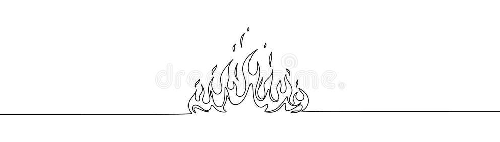 Continuous Drawing of Fire in One Line. Fire Flame One Line Art Vector ...
