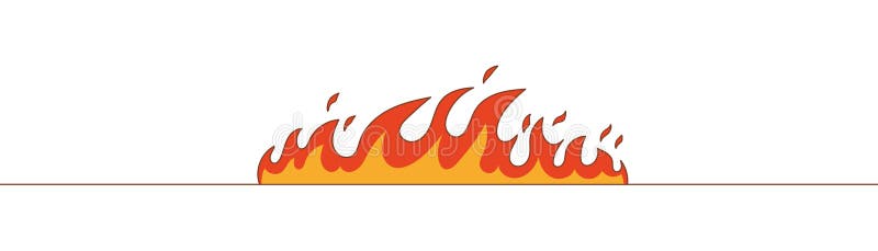 Continuous Drawing of Fire in One Line. Fire Flame One Line Art Vector ...