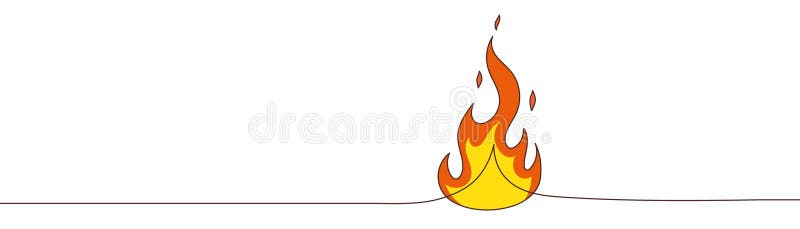 Continuous Drawing of Fire in One Line. Fire Flame One Line Art Vector ...