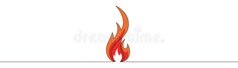 Continuous Drawing of Fire in One Line. Fire Flame One Line Art Vector ...