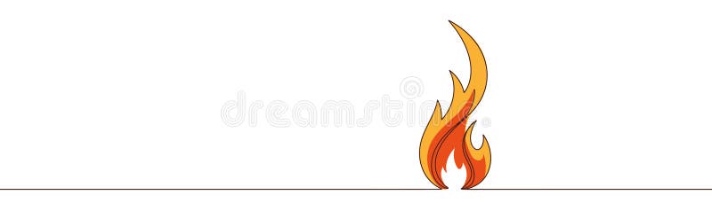 Continuous Drawing of Fire in One Line. Fire Flame One Line Art Vector ...
