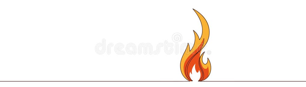 Continuous Drawing of Fire in One Line. Fire Flame One Line Art Vector ...
