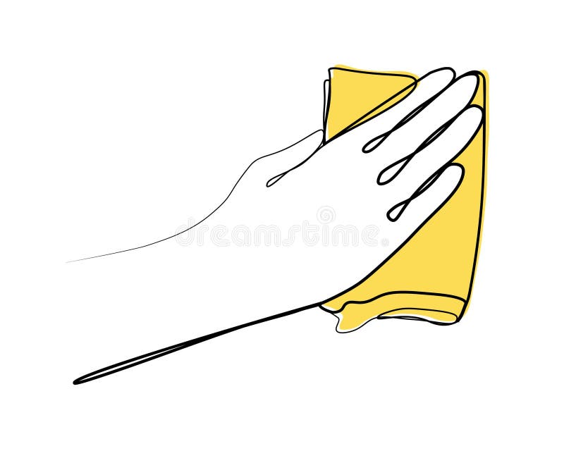 Continuous Drawing Hand with a Rag in One Line. Stock Vector ...
