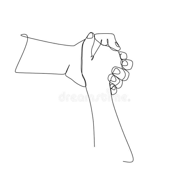 Continuous Drawing of Hands Holding Each Other. Hand Holding Vector ...