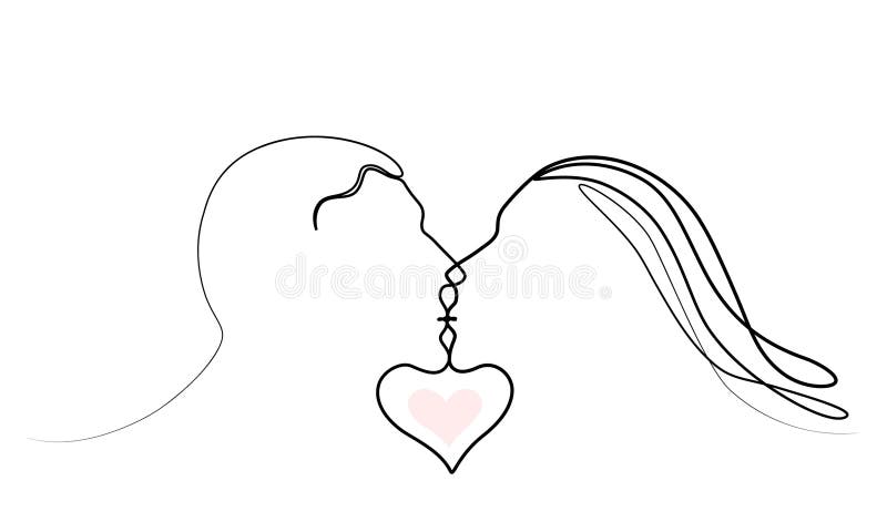 One Line Drawing Kiss Stock Illustrations – 936 One Line Drawing Kiss ...