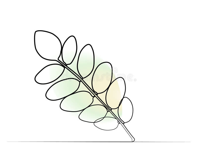 Continuous Drawing of a Leaf with One Line. Design Decoration for ...