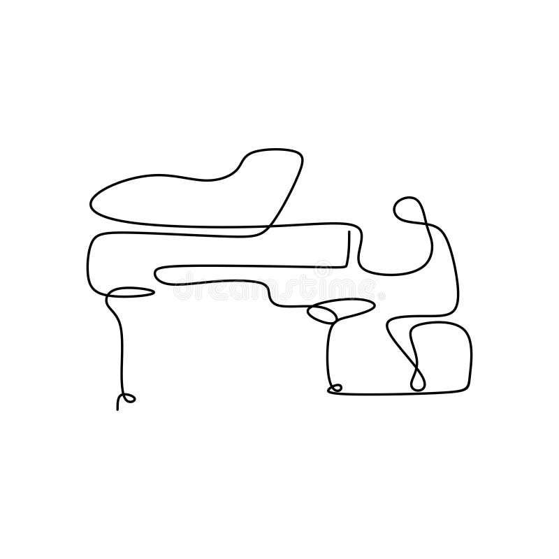 Continuous Drawing Line Playing the Piano Stock Vector - Illustration ...