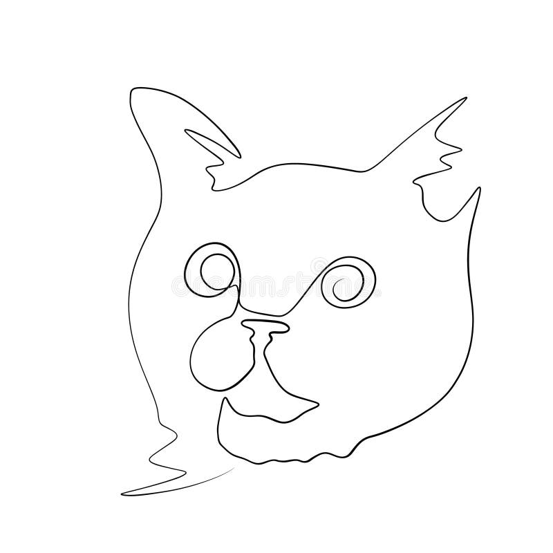 Continuous Drawing of Lines. Line Art of Cat Head Vector Minimalist ...