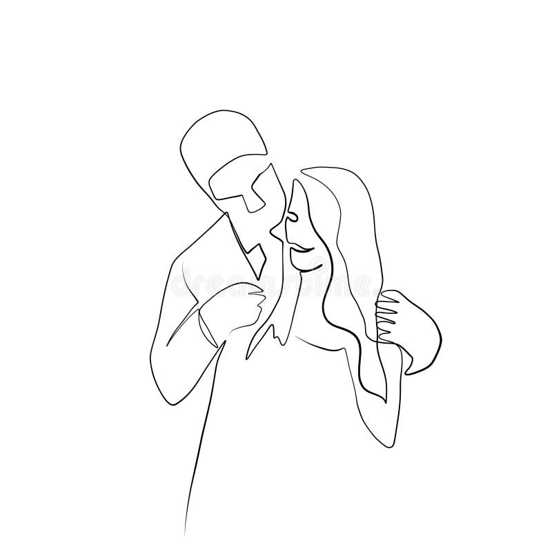 Continuous Drawing of Lines. Line Art of Kissing Lovers Stock Vector ...