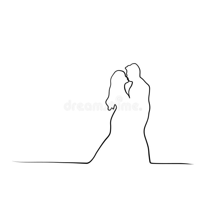Continuous Drawing of Lines. Line Art of Kissing Lovers. Continuous ...